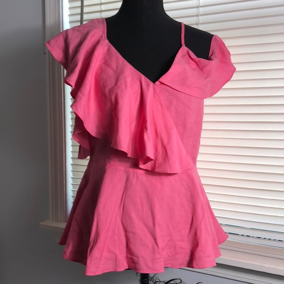 Versona | Tops | Versona Pink Ruffle Peplum Off Shoulder Top | Poshmark